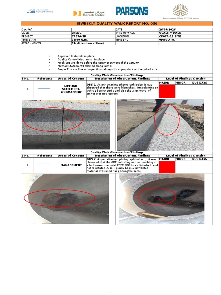 Quality Walk Report Format | PDF | Quality Assurance | Industries