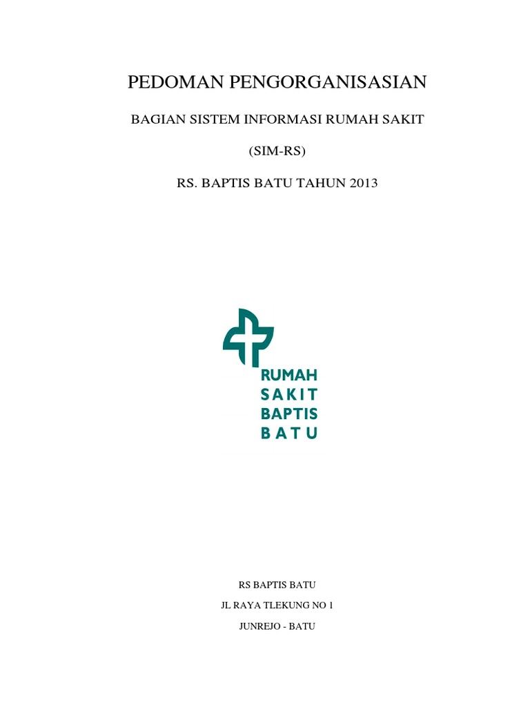 Pedoman Pengorganisasian Bagian SIM RS | PDF