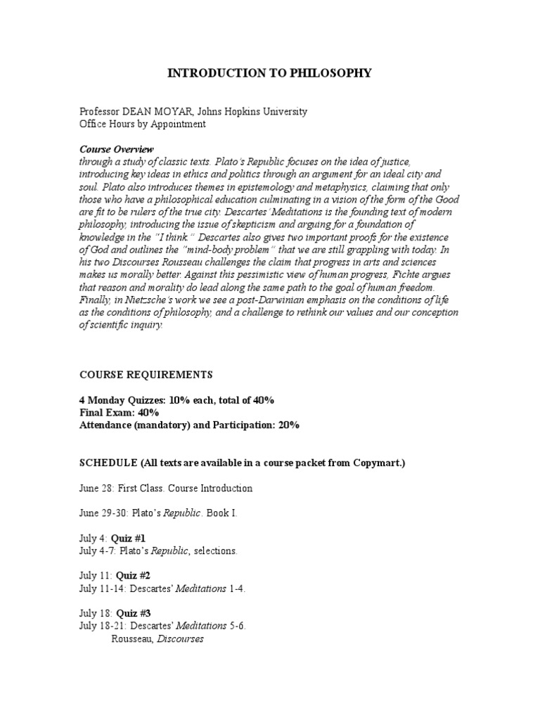 Introduction to Western Philosophy Course | PDF