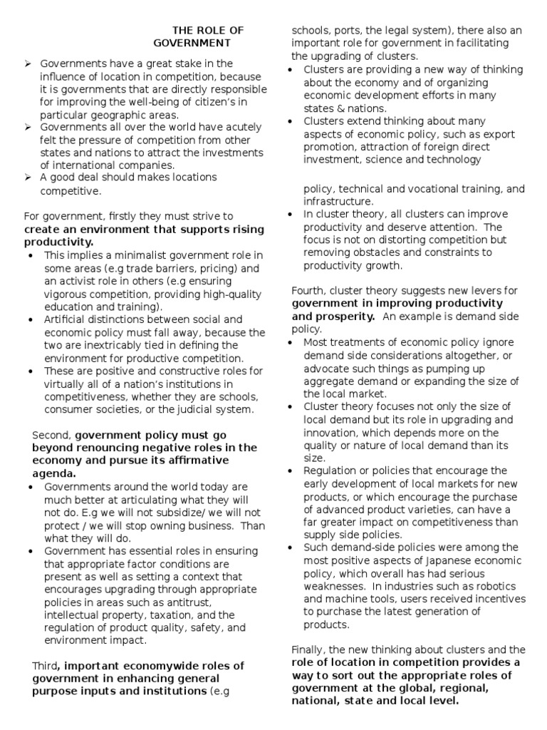 The Role of Government | PDF | Competitiveness | Economies