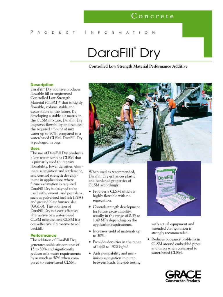 Darafill Dry - Product Data Sheet | PDF | Concrete | Manmade Materials