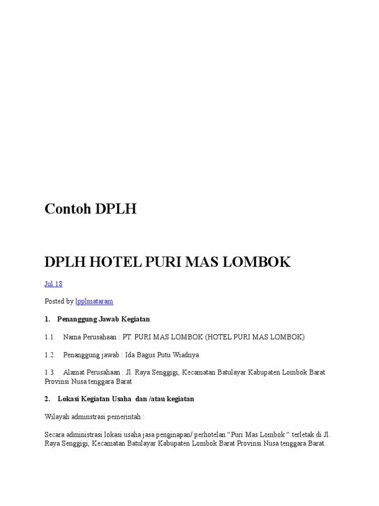 Contoh DPLH | PDF