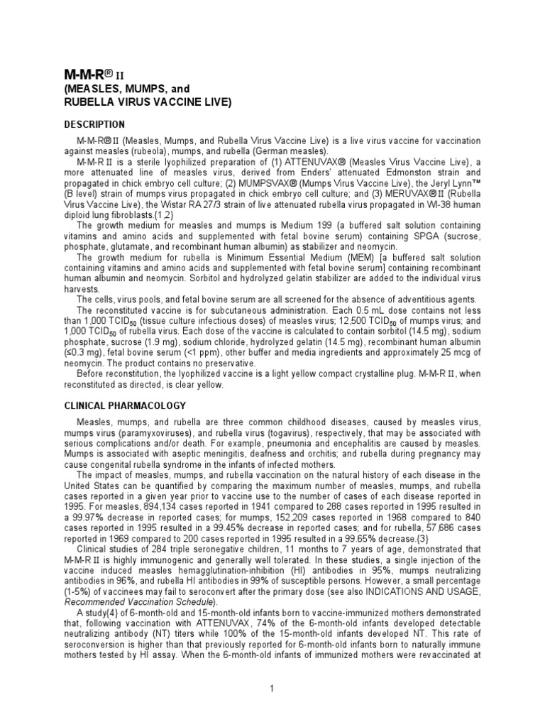MMR 2 Vaccine Insert | Download Free PDF | Vaccines | Measles