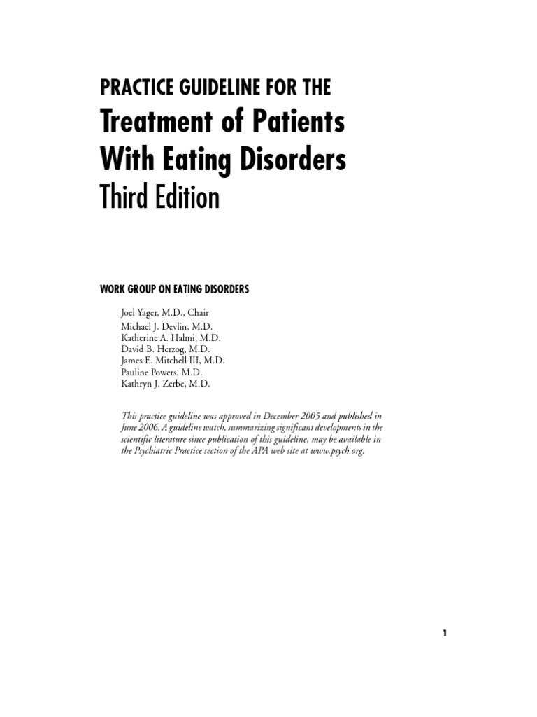 APA Practice Guideline For The Treatment of Patients With Eating ...