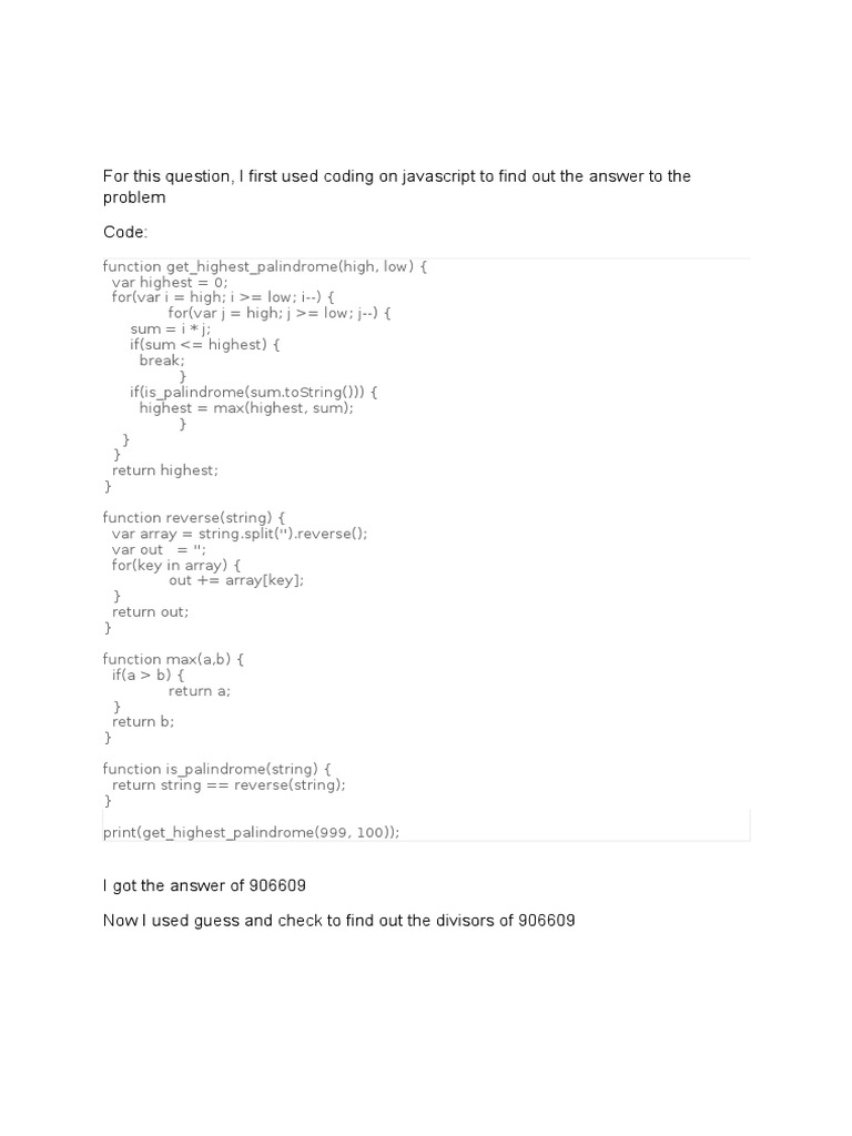 For This Question, I First Used Coding On Javascript To Find Out The ...