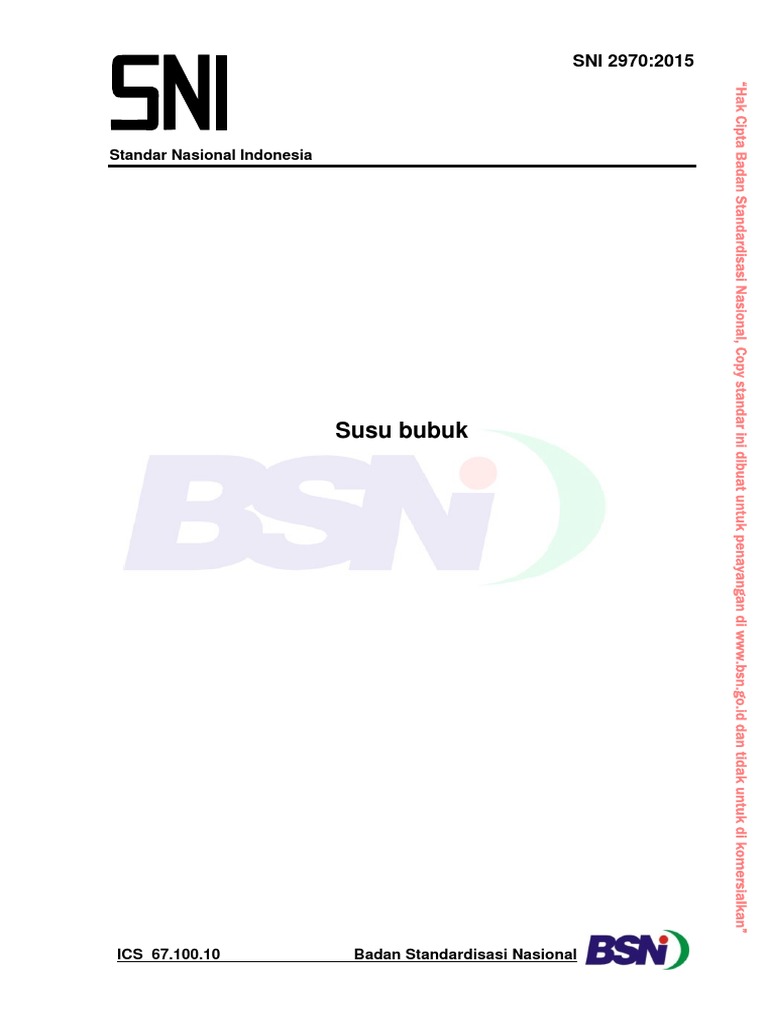 SNI 2970-2015 Susu Bubuk | PDF