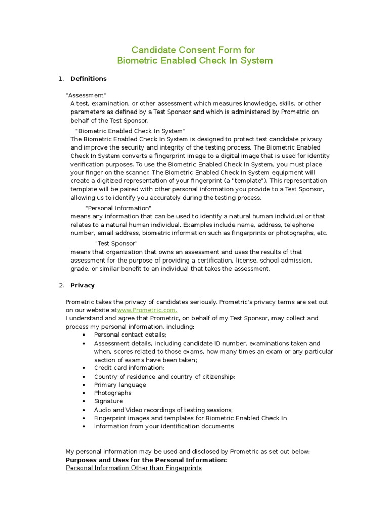 Candidate Consent Form For | PDF | Personally Identifiable Information ...