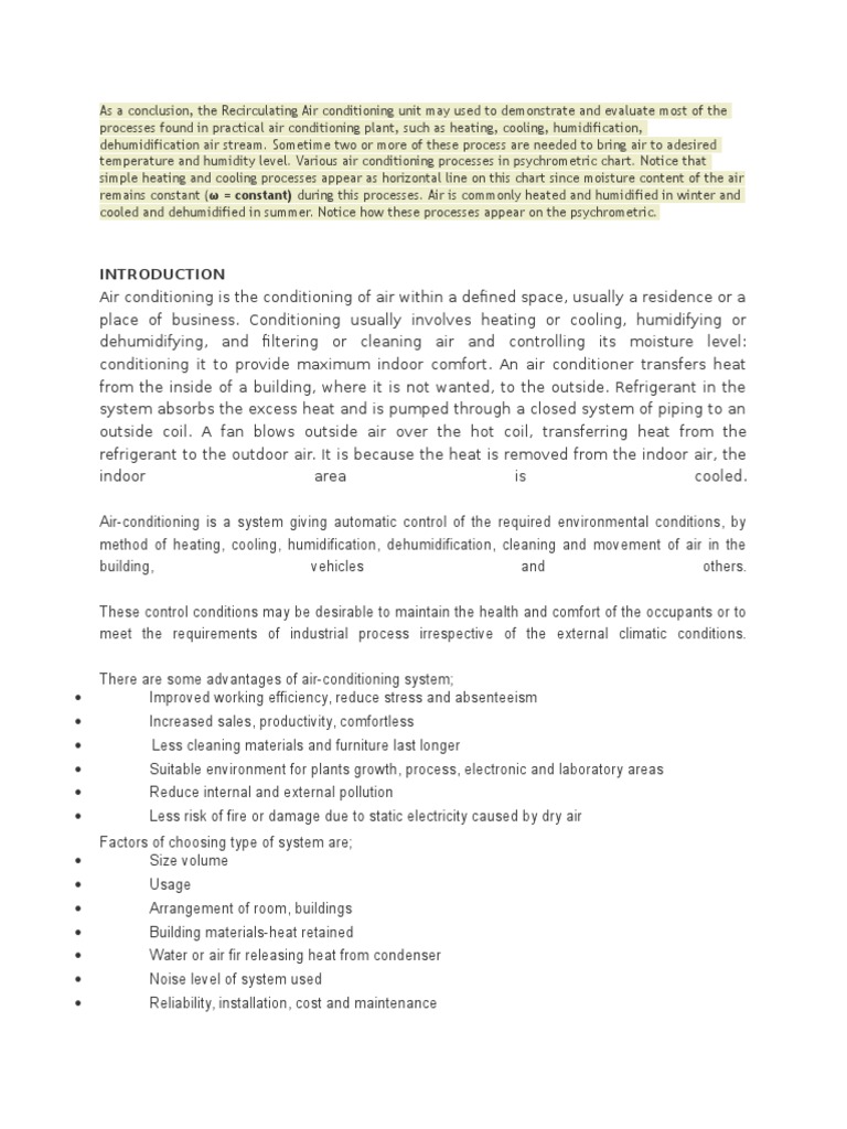 Lab Report Aircond | PDF | Air Conditioning | Hvac