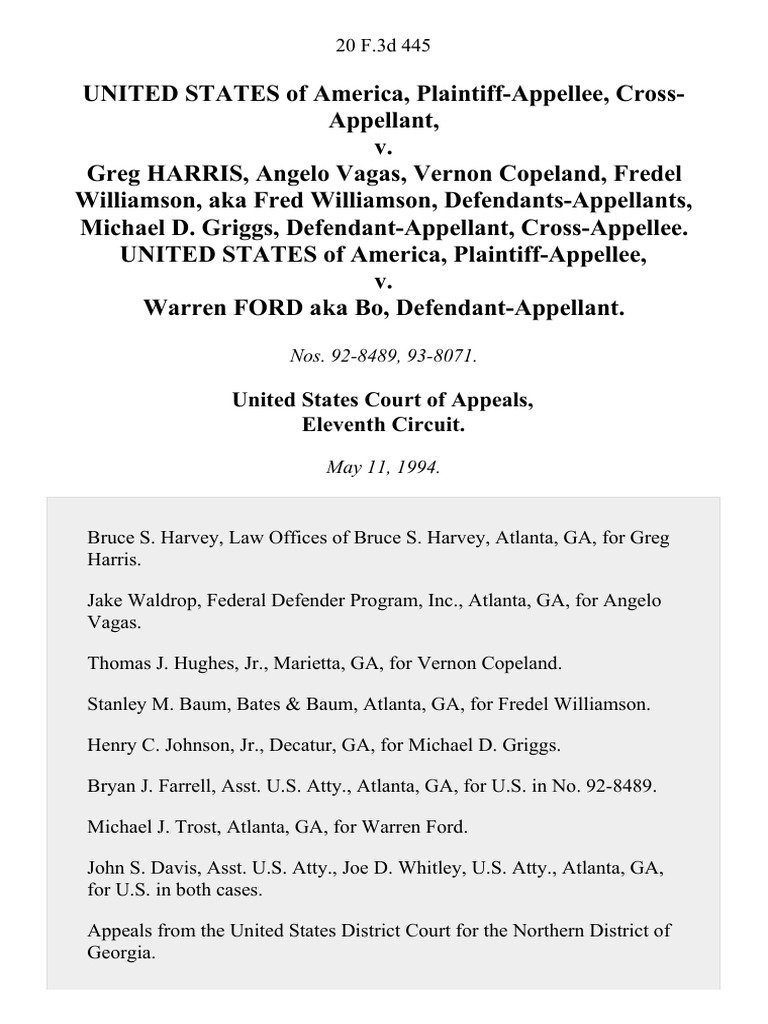 United States v. Greg Harris, Angelo Vagas, Vernon Copeland, Fredel ...