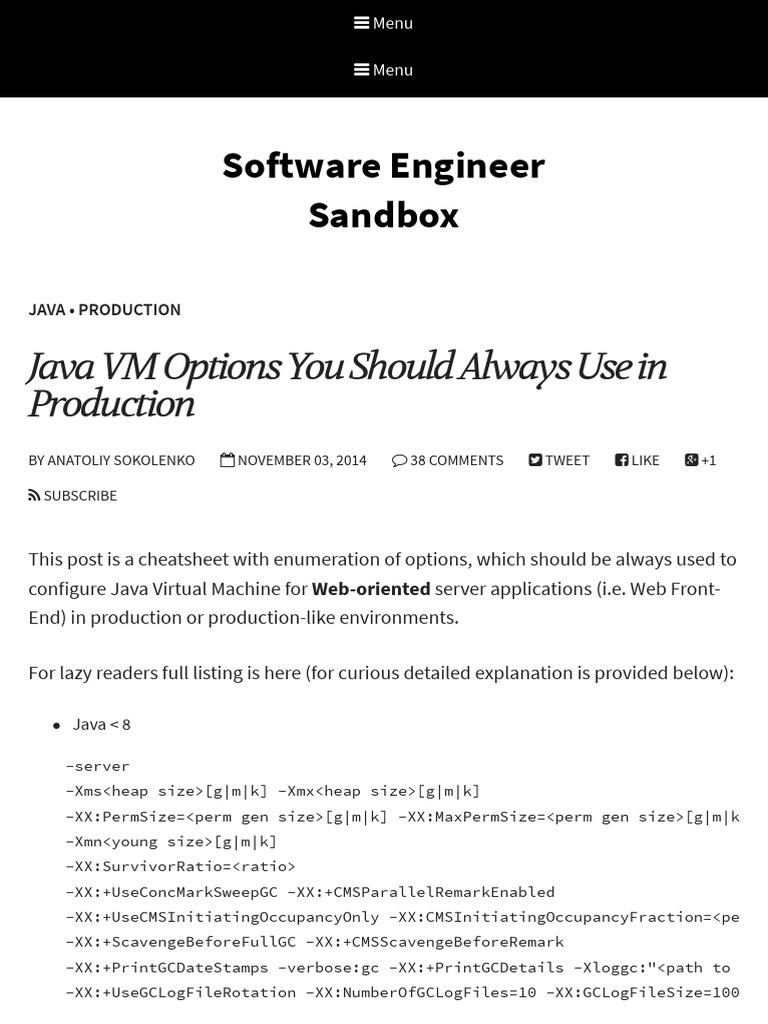 Java VM Options You Should Always Use in Production - Software Engineer ...