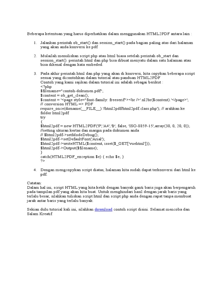 Tutorial Html2pdf | PDF