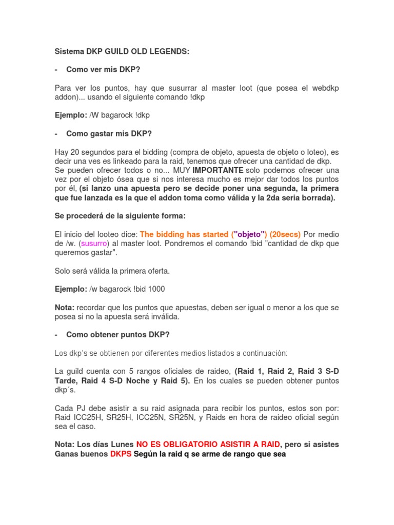 Sistema DKP Guild Old Legends | PDF | Hardware de la computadora ...