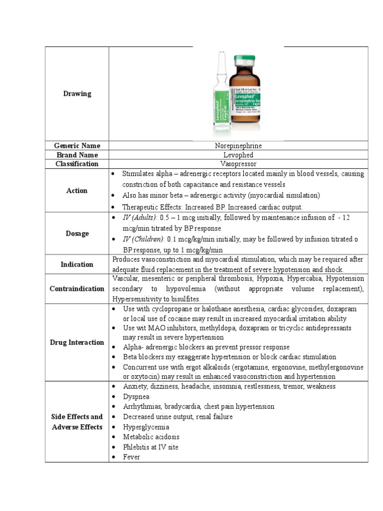 Norepinephrine Drug Study | Blood Pressure | Norepinephrine