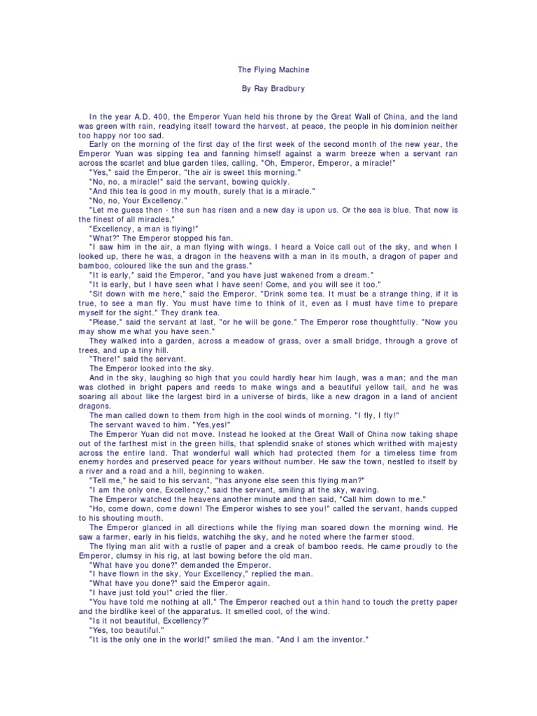The Flying Machine - Ray Bradbury | PDF | Nature