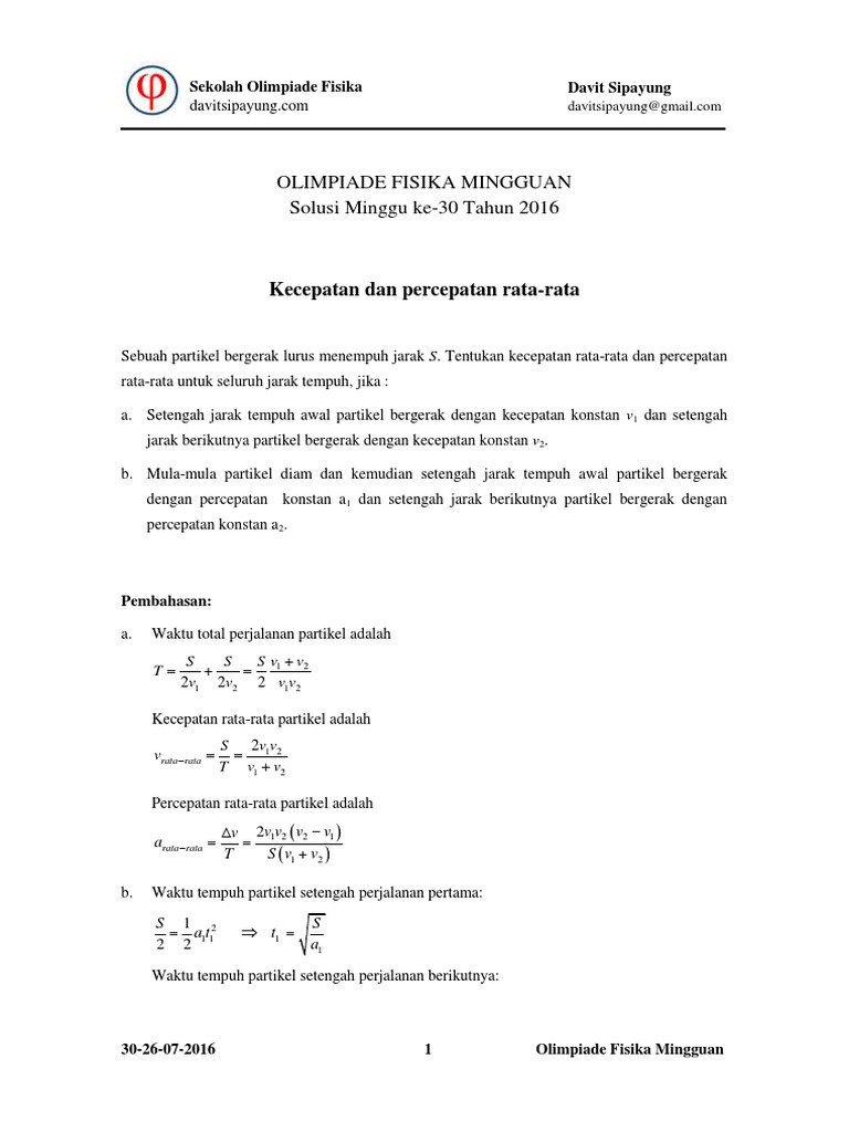 Kecepatan dan Percepatan Rata-rata Fisika | PDF