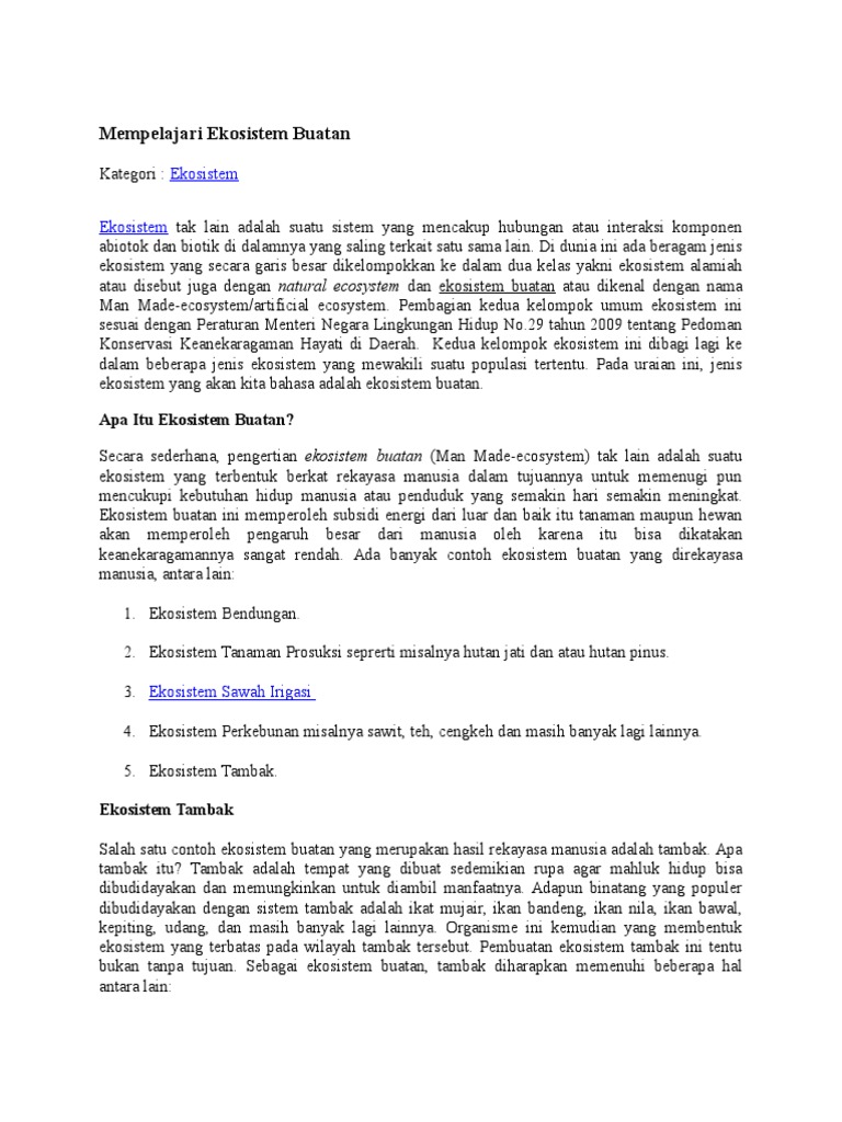 Ekosistem Buatan | PDF