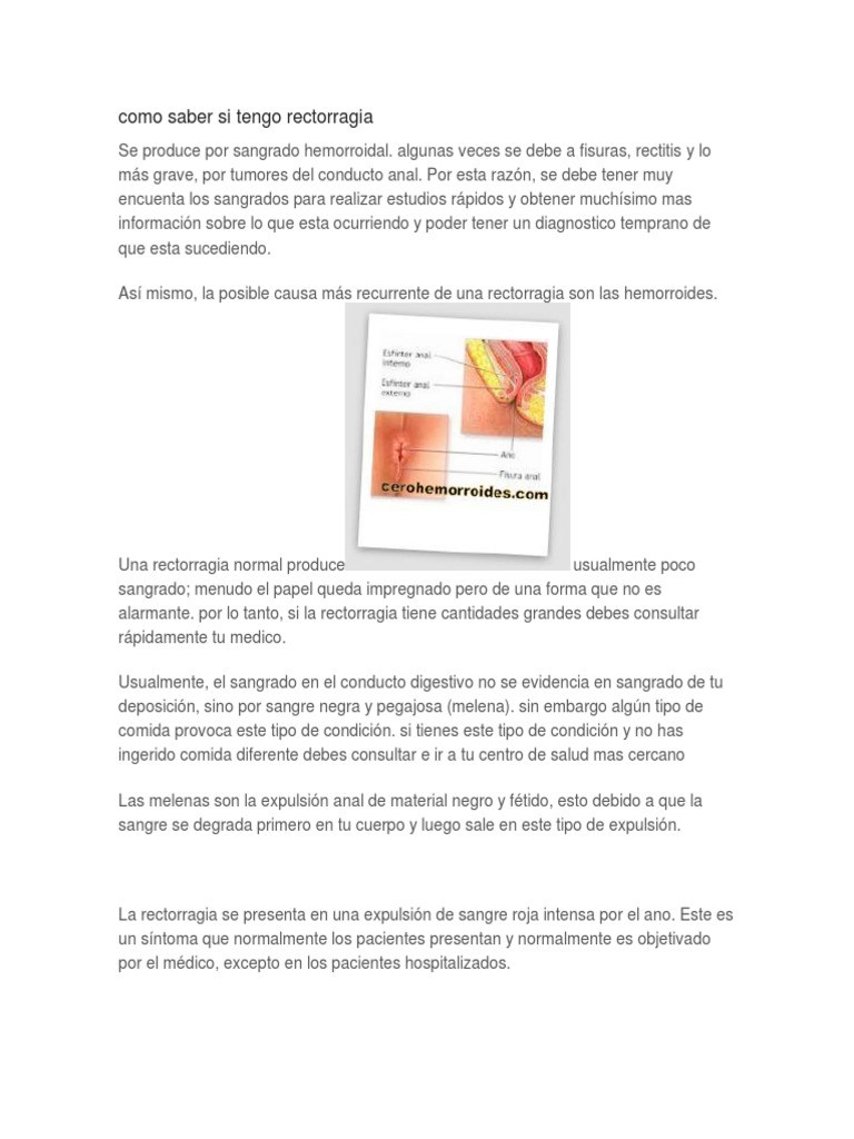 Como Saber Si Tengo Rectorragia | PDF | Hemorroides | Medicina CLINICA