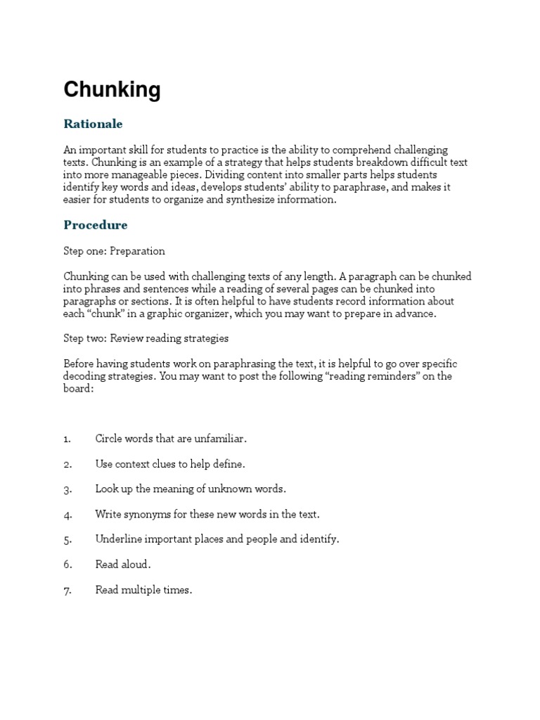 Lesson 6 Chunking | PDF | Reading (Process) | Epistemology