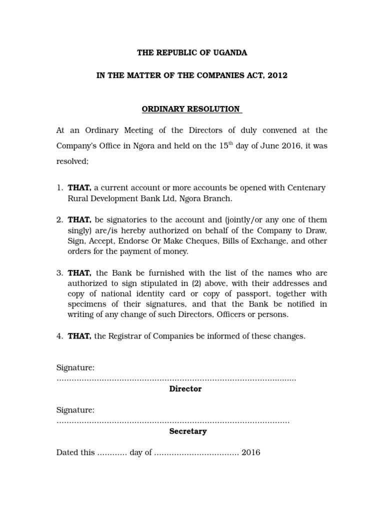 Resolution Notifying Change of Director | PDF