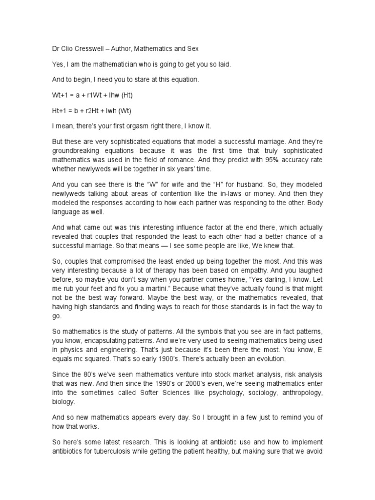 Dr Clio Cresswell – Author, Mathematics and Sex | Thought | Physics ...