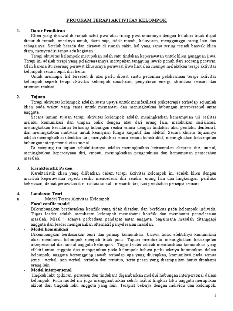 Sap Terapi Aktifitas Kelompok | PDF