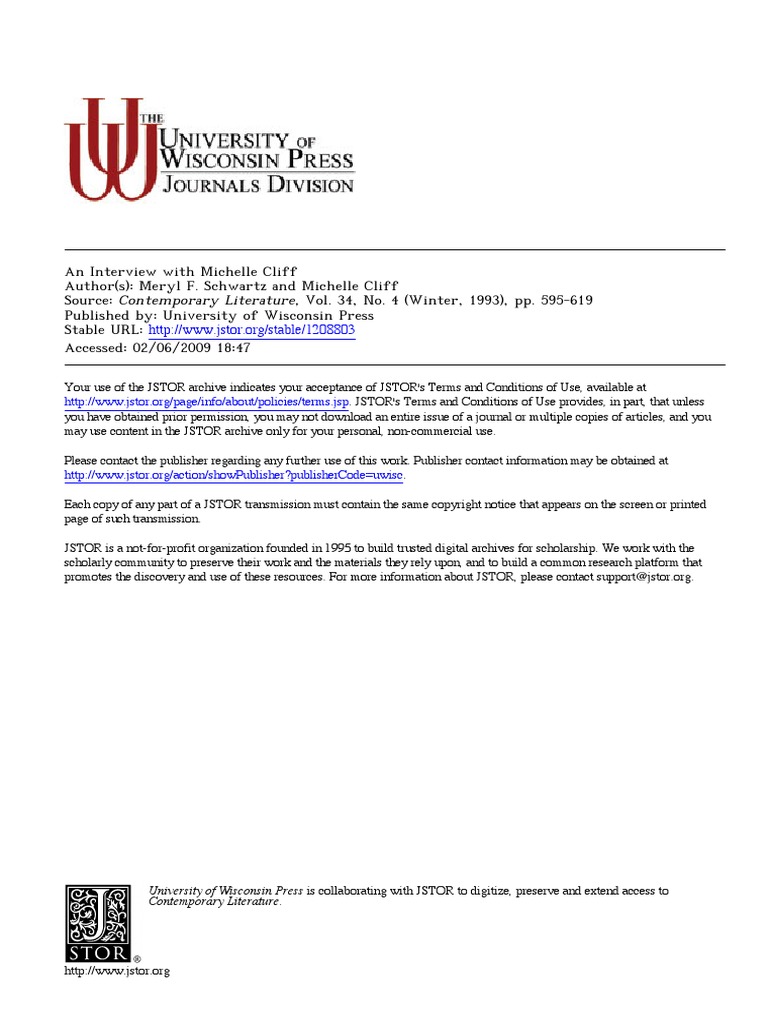 An Interview With Michelle Cliff | PDF | Heathcliff (Wuthering Heights ...