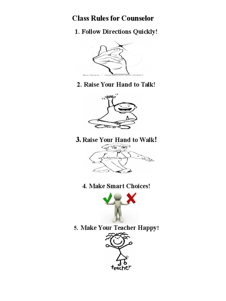 Class Rules For Counselor: 1. Follow Directions Quickly! | PDF