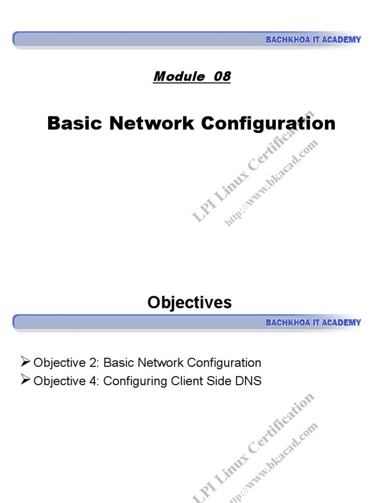 Module 08 - Basic Network Configuration | PDF | Ip Address | Network Architecture