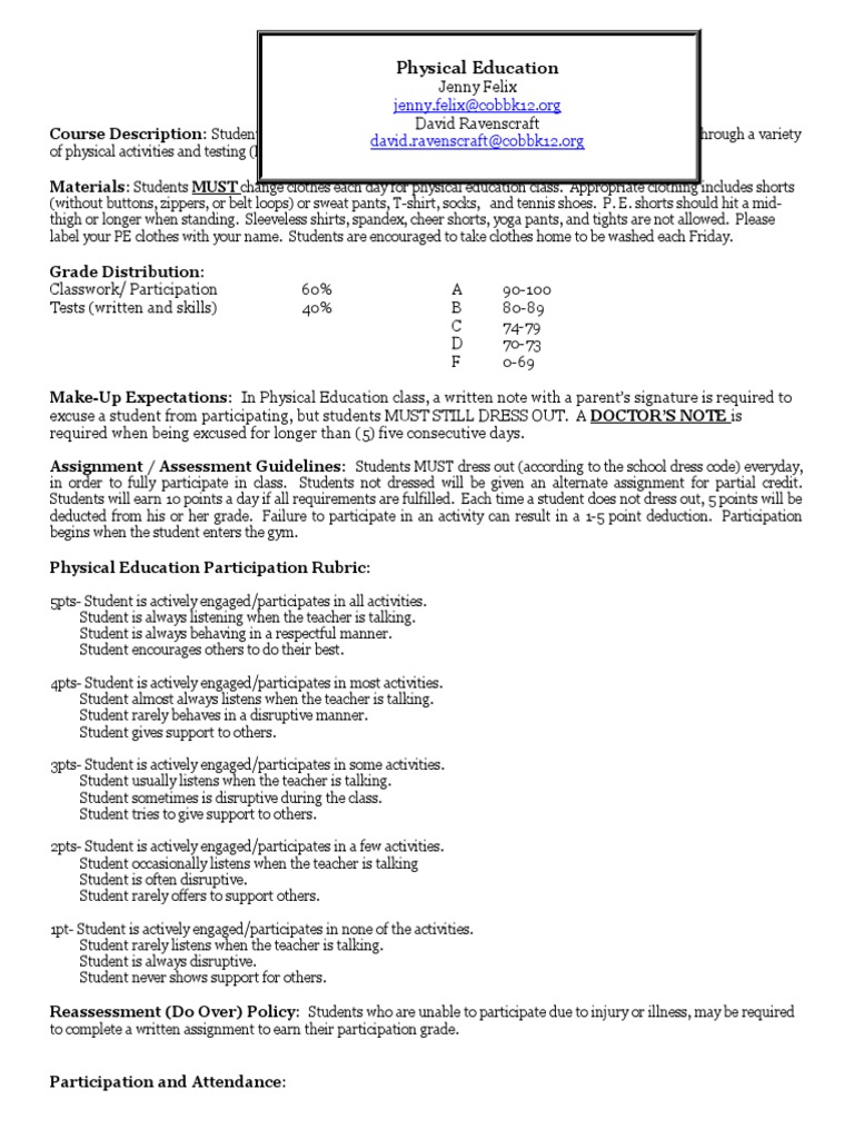 Pe Syllabus 2016-17 | PDF | Clothing | Physical Education