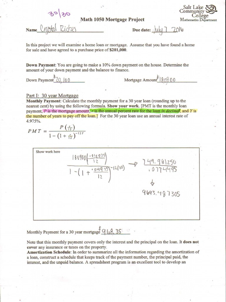 Math Mortgage Project | PDF | Interest | Mortgage Loan