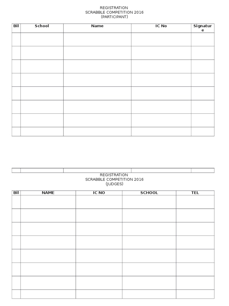 Registration Scrabble | PDF