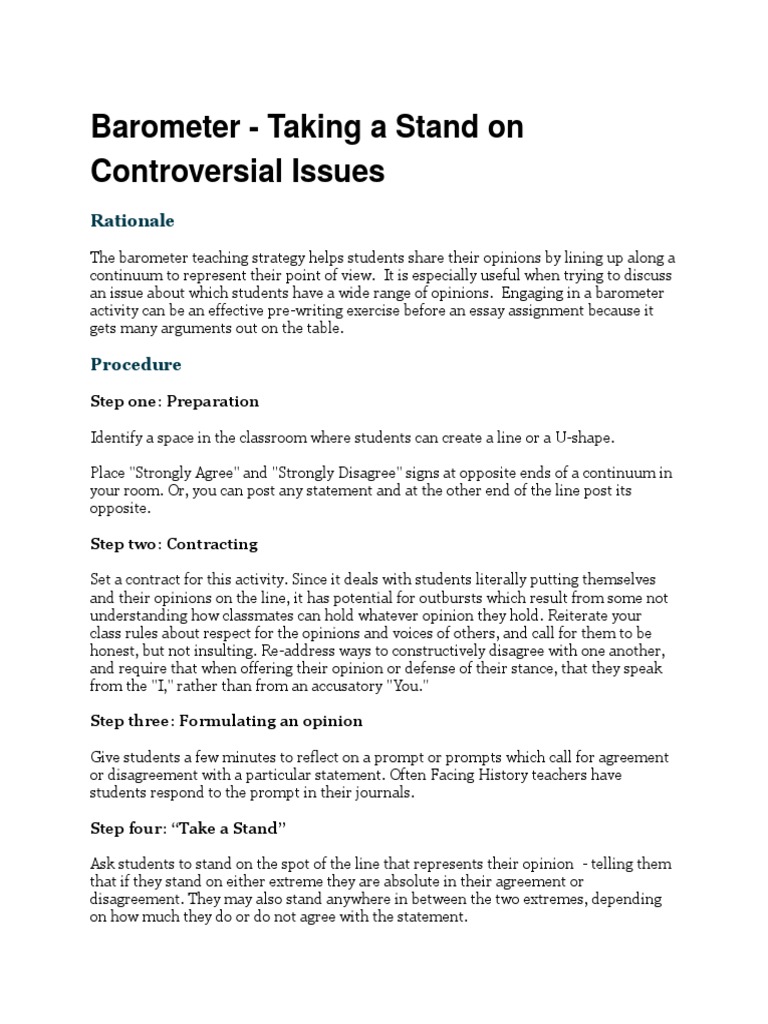 Barometer Taking A Stand | PDF | Cognition | Teaching And Learning
