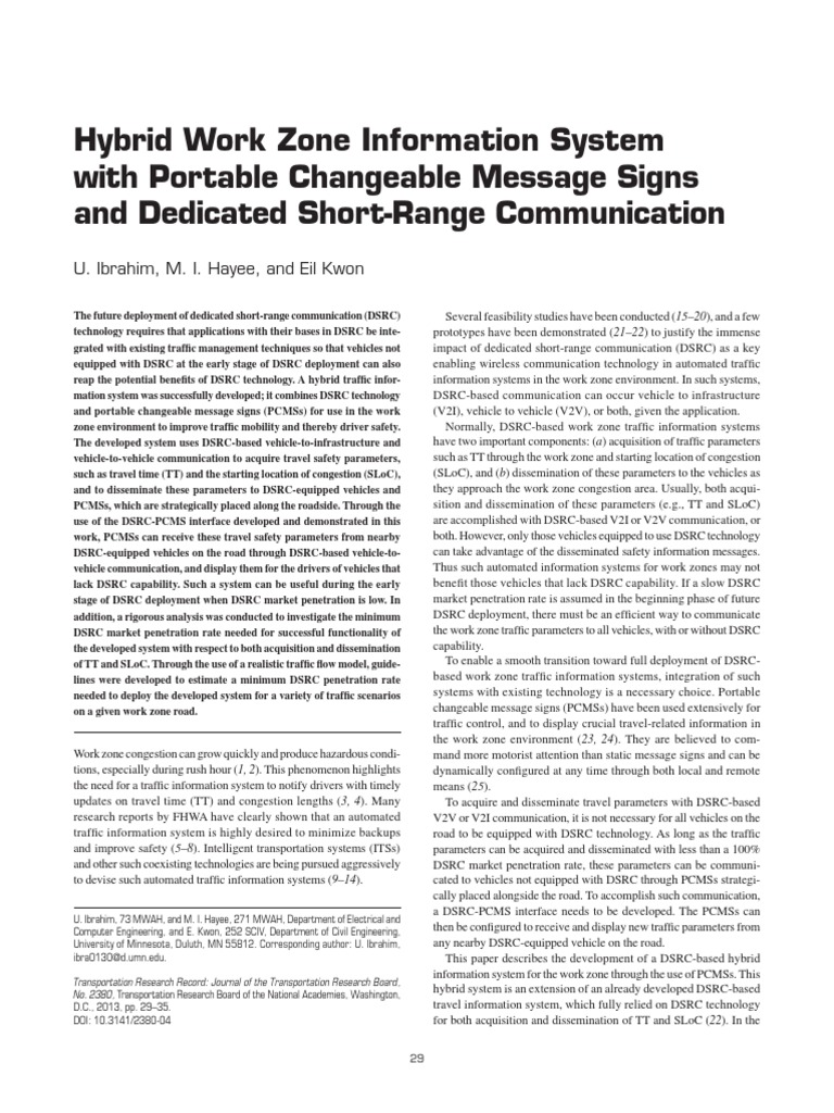 Hybrid Pcms DSRC TRR Paper | PDF | Traffic | Traffic Congestion