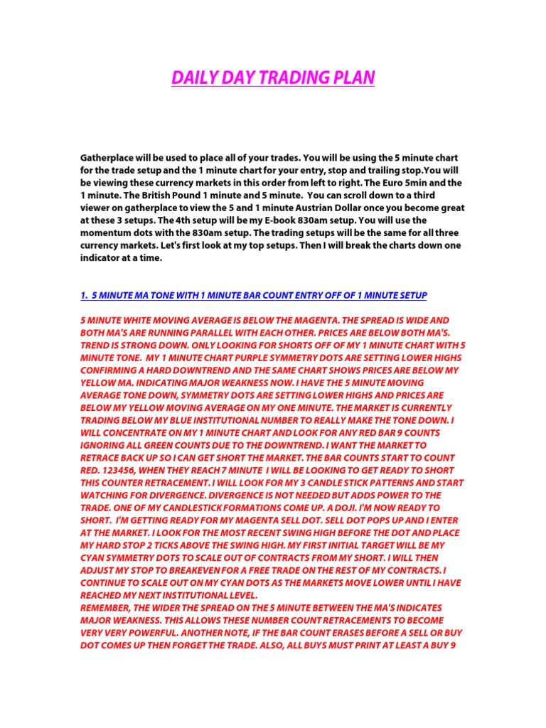 Daily Day Trading Plan | PDF | Business