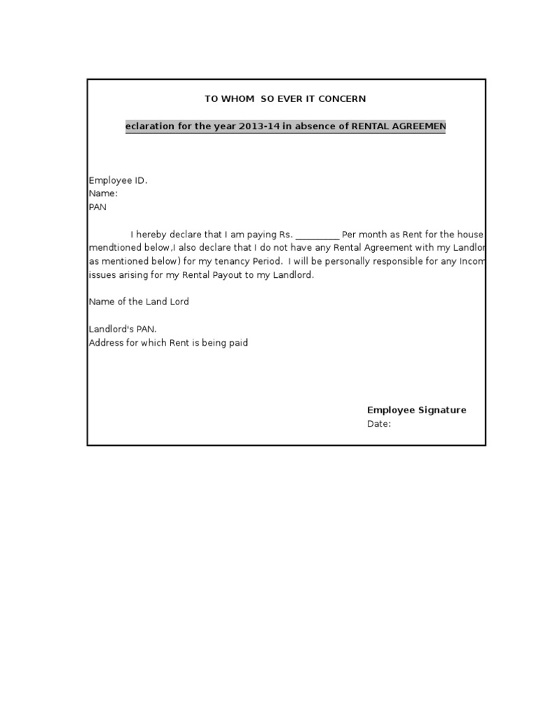 Rent Agreement Declaration | PDF