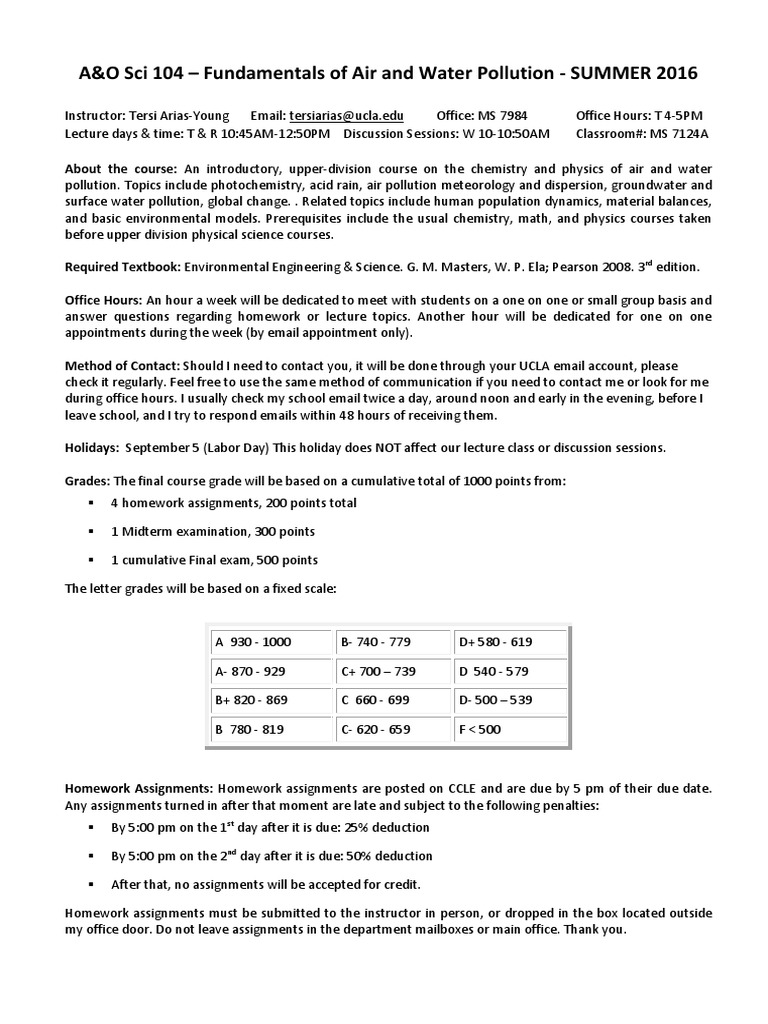 UCLA Aos 104 Syllabus | PDF | Homework | Global Warming