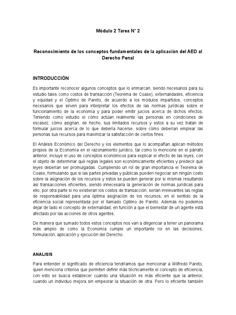 Módulo 2 Tarea #2 | Descargar gratis PDF | Derecho y economía | Eficiencia de Pareto