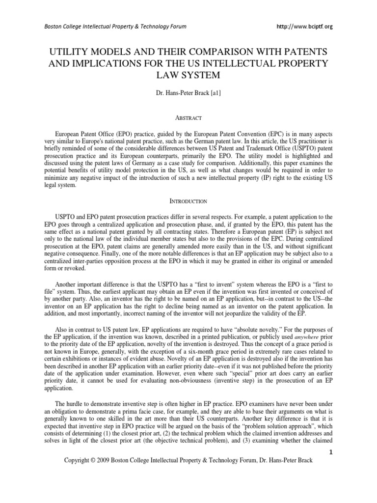 Utility Model Vs Patent in USA | PDF | Patent Application | Priority Right