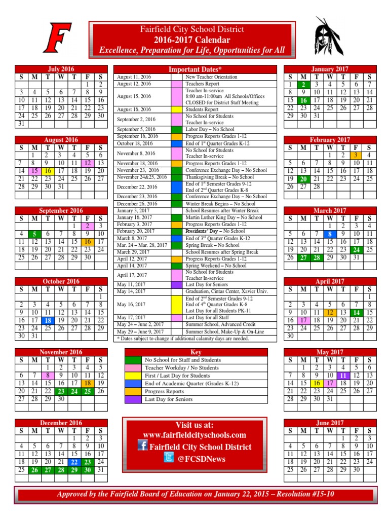 2016-17 Calendar | PDF | Academic Term | Academia