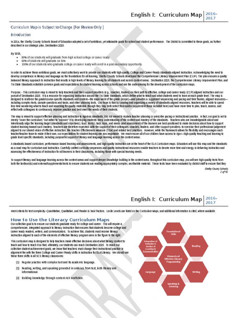 English I Curriculum Guide PDF Curriculum Educational Assessment