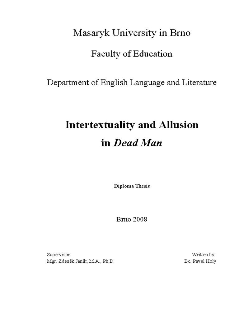 Intertextuality and Allusion in Dead Man | PDF | Science ...
