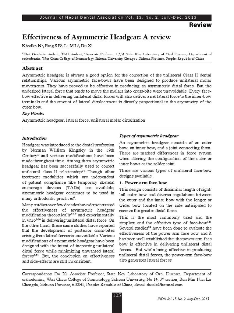 Asymmetric Headgear 2 | PDF | Dentistry Branches | Dentistry
