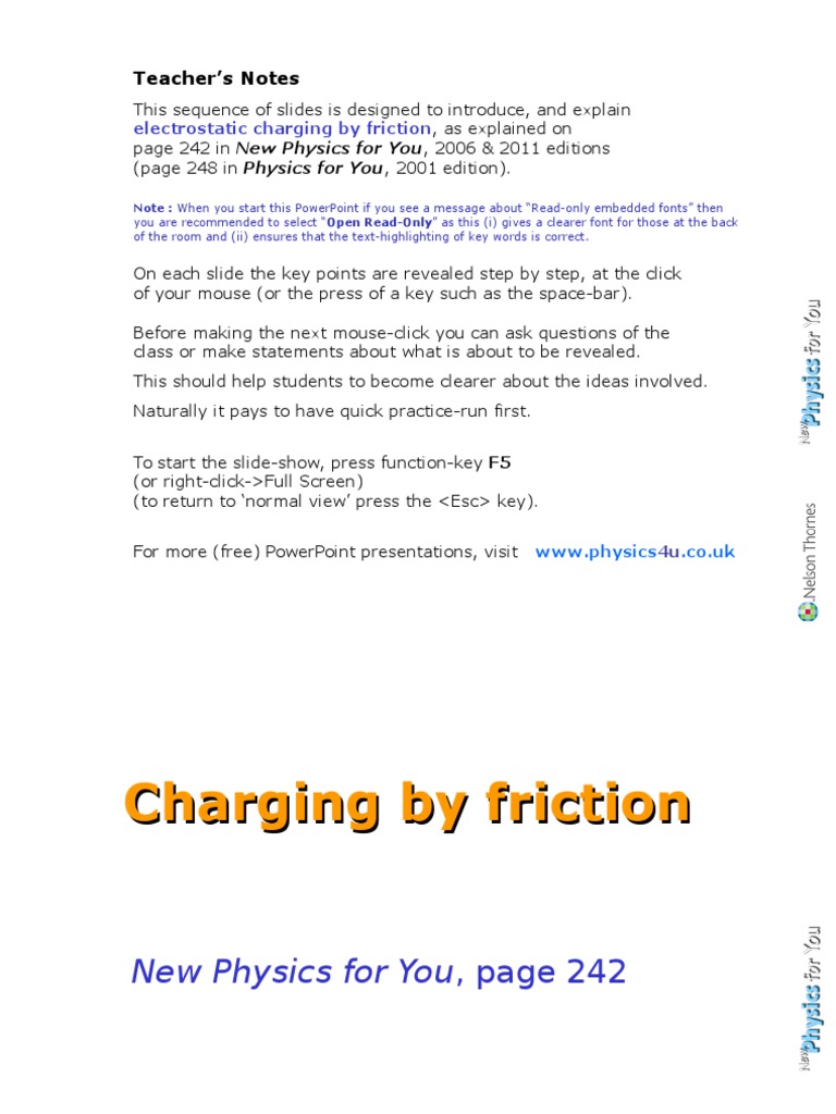Charging by Friction | PDF | Electric Charge | Physics