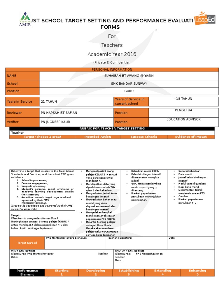 A Teacher PMS With Cover Template (1) Suhaibah | PDF | Career & Growth