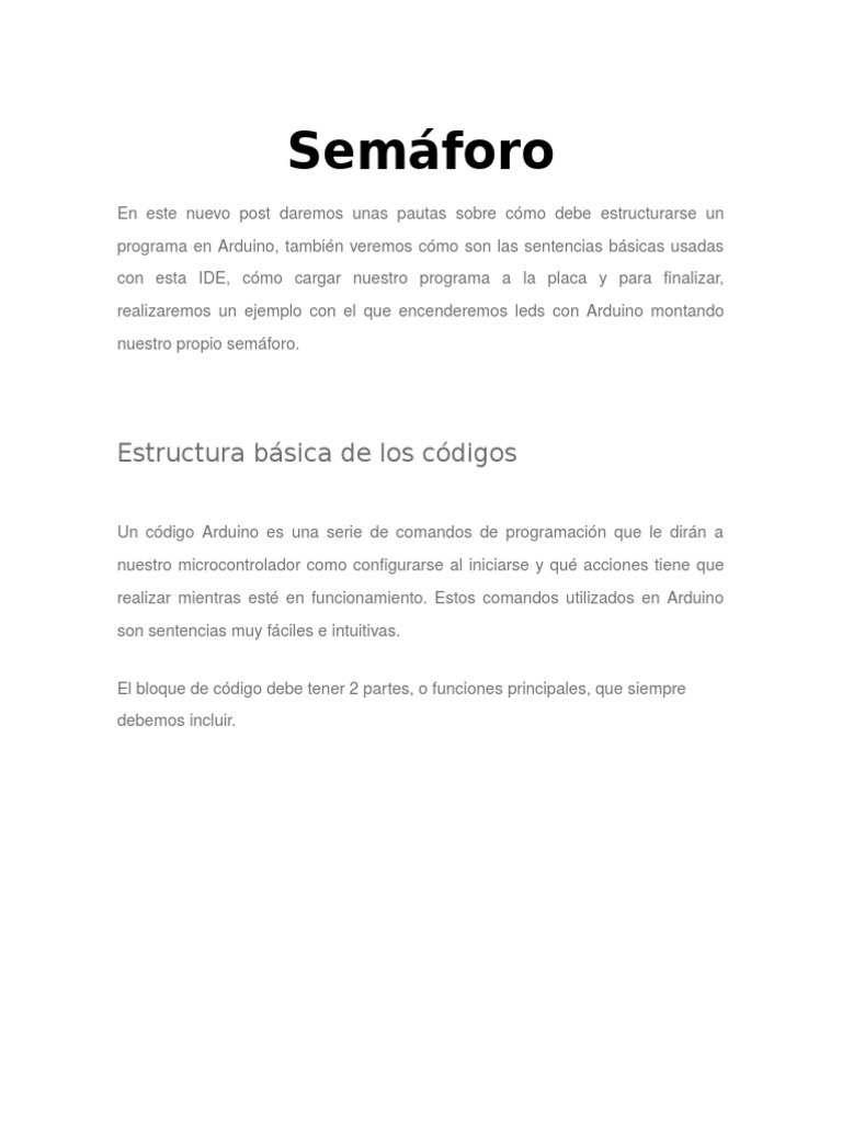 Semáforo | PDF | Arduino | Lenguaje de programación