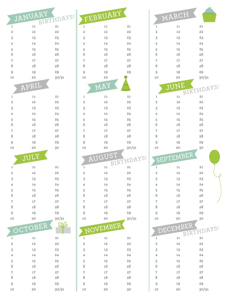 Birthday Calendary | PDF