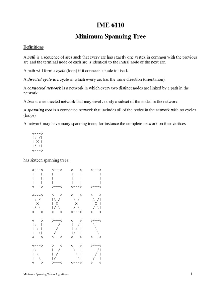 IME 6110 Min Spanning Tree Spring 2016 | PDF | Combinatorics ...