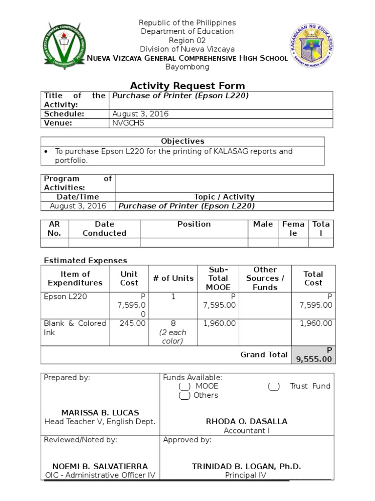 Activity Request Form - NEW | PDF