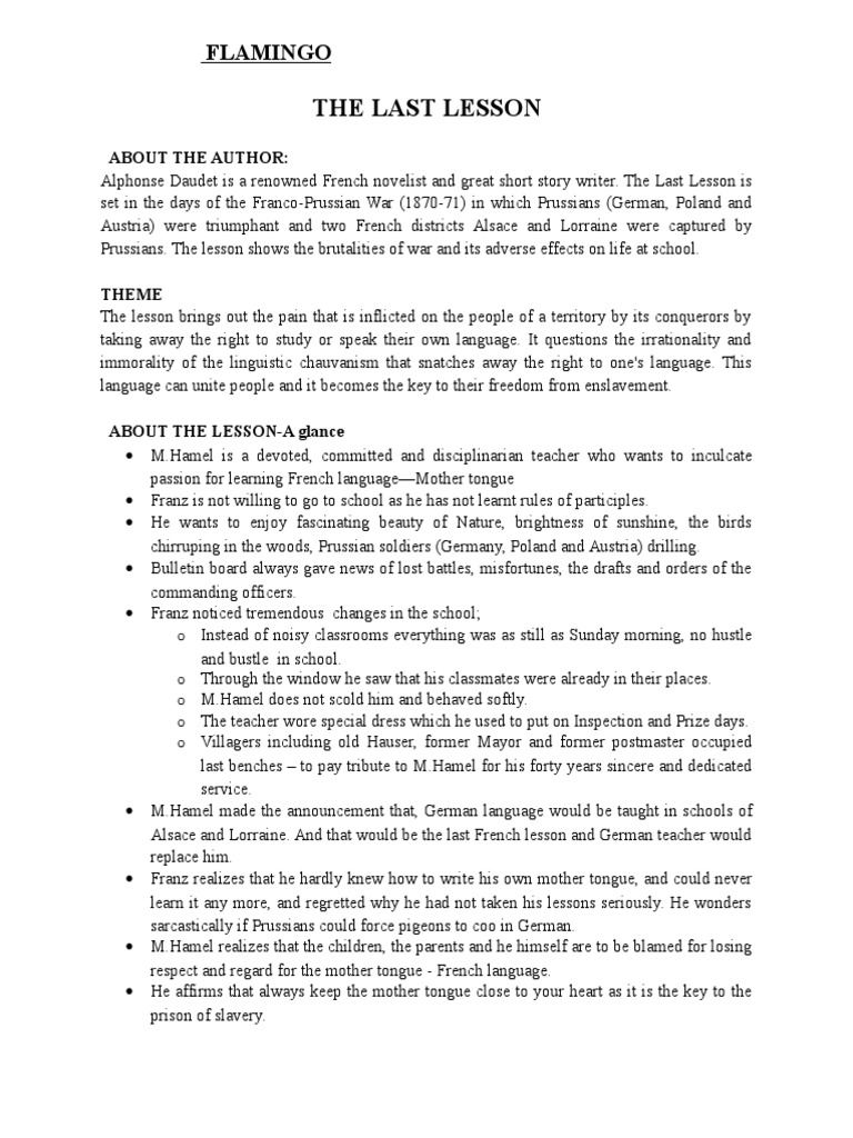 The Last Lesson 16-17 | PDF | Franco Prussian War | Emotions