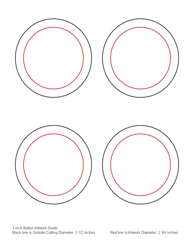 3 Inch Button Artwork Guide Black Line Is Outside Cutting Diameter: 3 1 ...